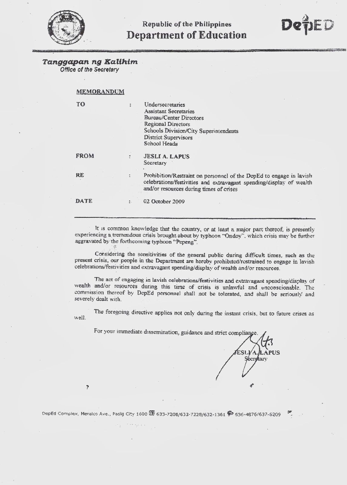 Department of Education Manila: Division Memorandum No. 686 ...