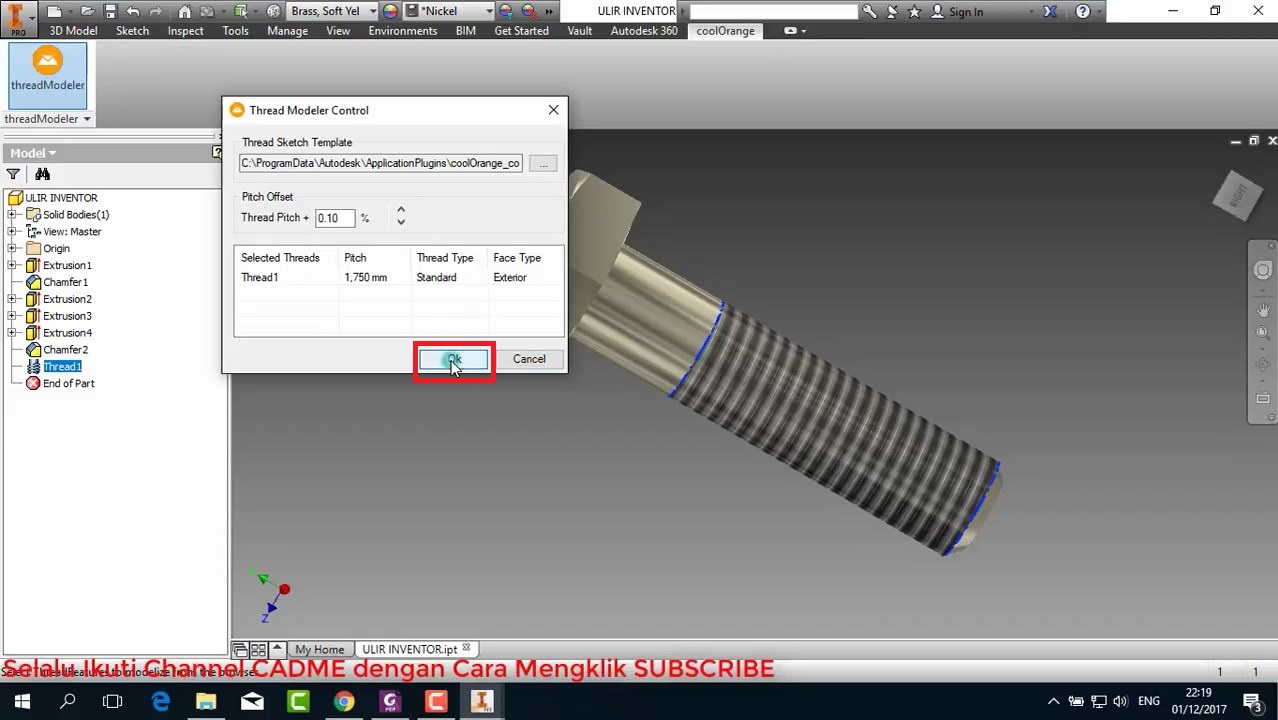 Tips Gampang Menggambar Baut Pada Inventor Professional Memakai Cool ...
