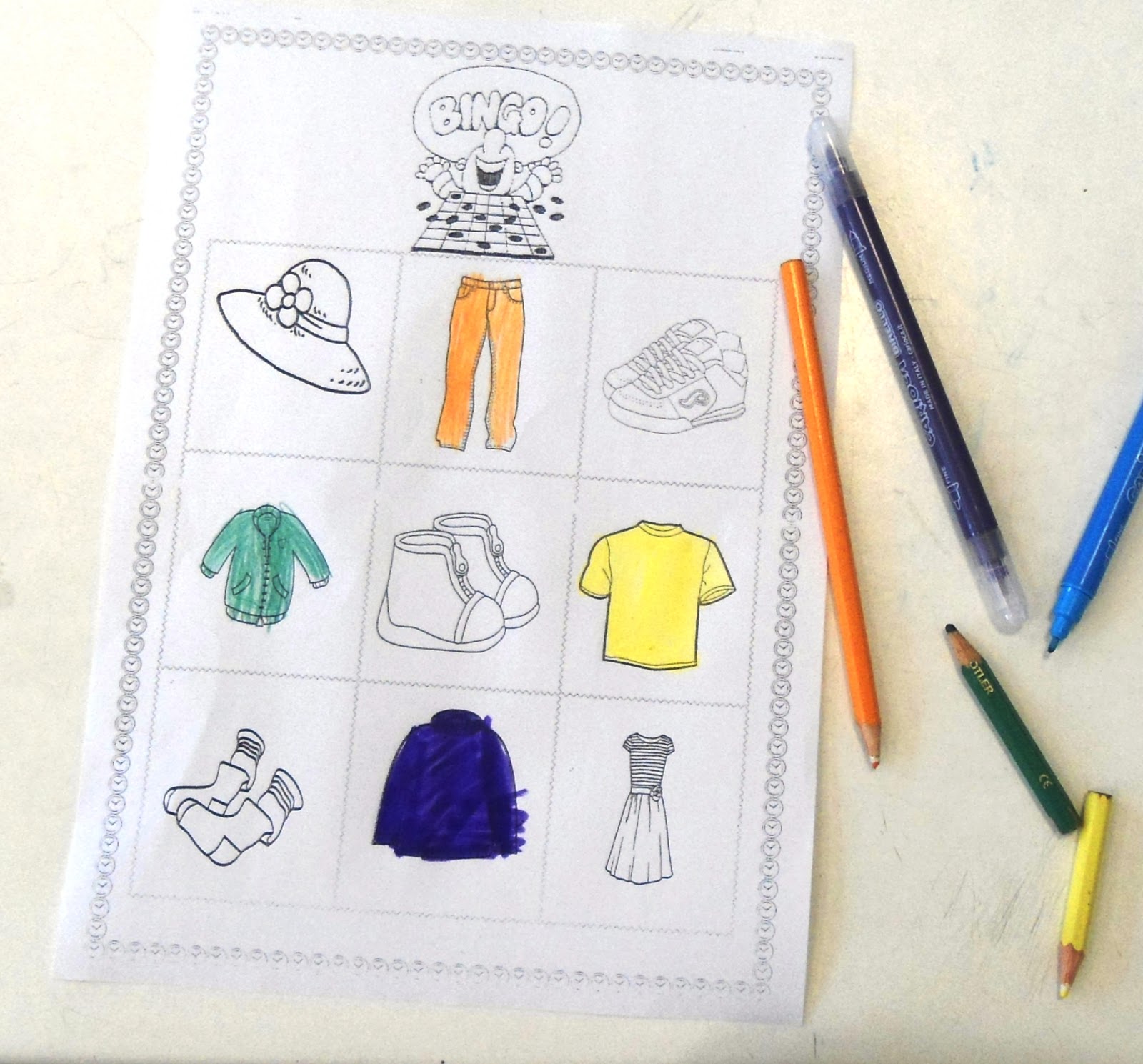 A+ Excellent : Clothes bingo