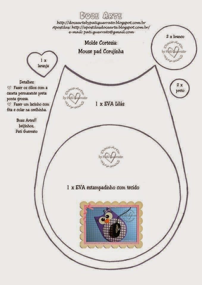 Eu Amo Artesanato: Pad Mouse Coruja em Eva com molde