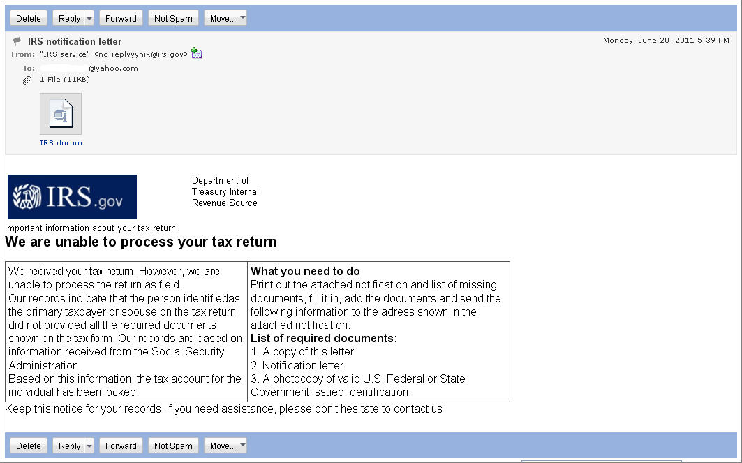 Journey Into Incident Response: Examining IRS Notification Letter SPAM