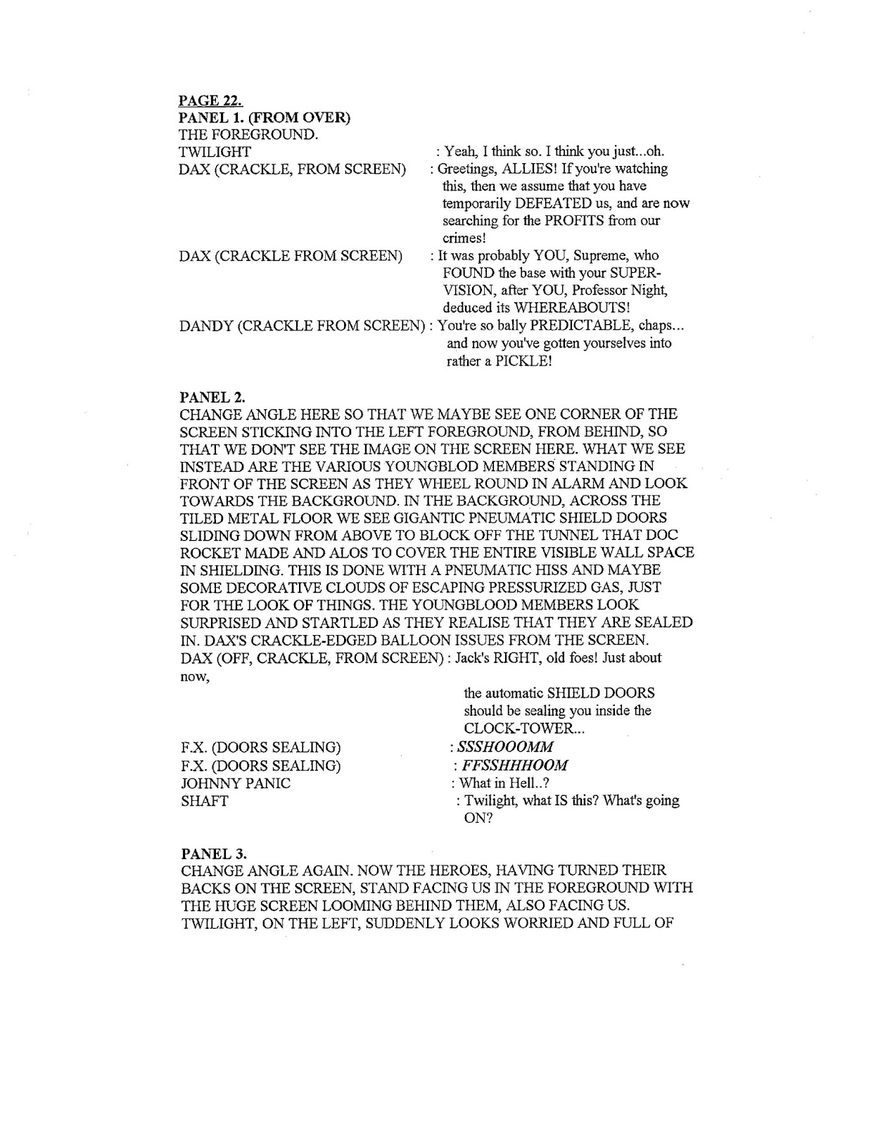 Alan Moore's Forgotten Awesome: Youngblood #3 script