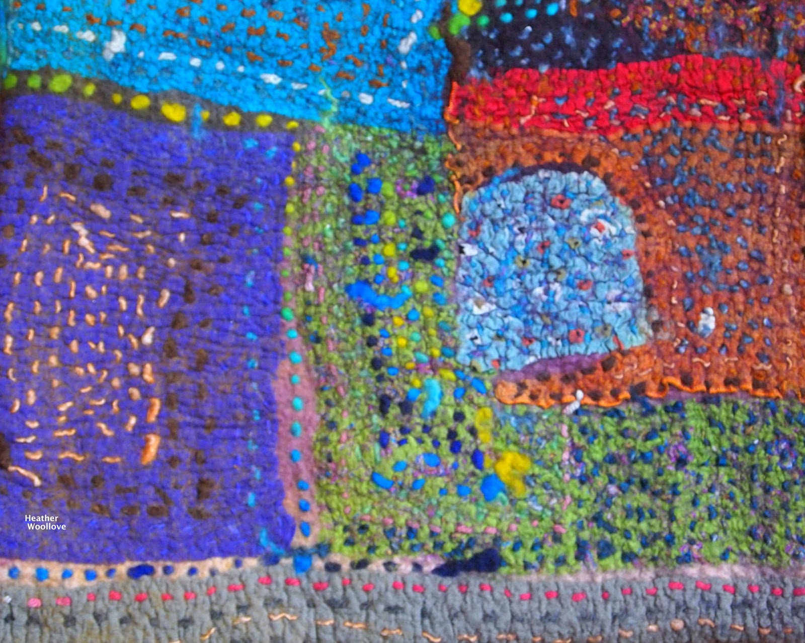 Wool love-functional fiber art: Yarn-Embellished 'Patches' Tote- Part 8