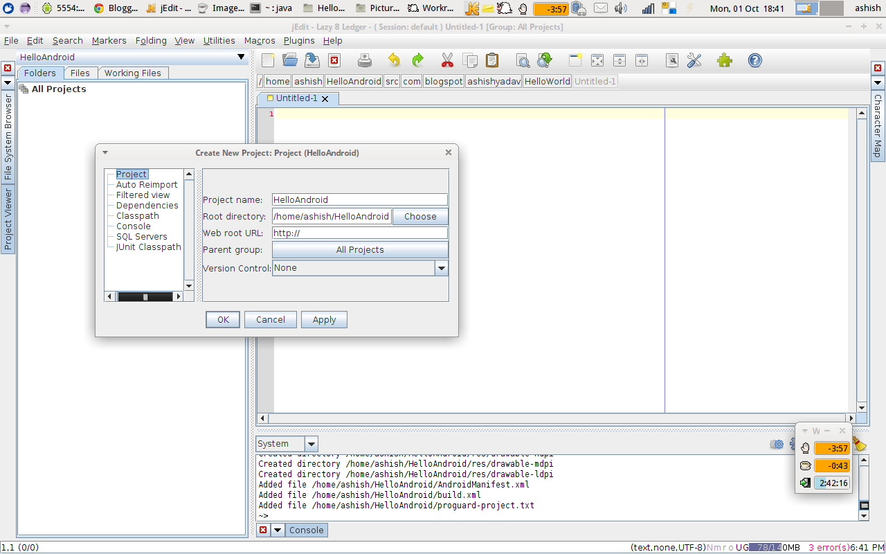 Aspiration Limited: Android development using jEdit part 2