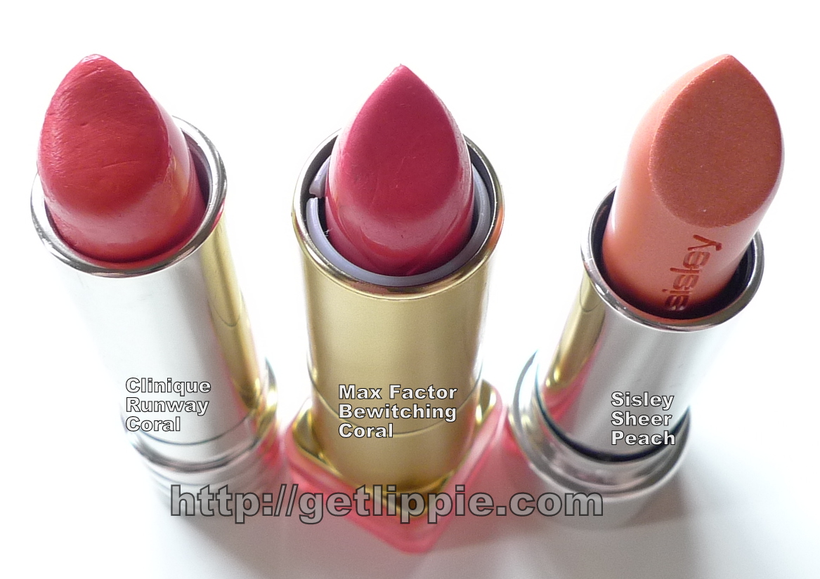 Summery Coral Lipsticks from Clinique, Max Factor and Sisley | Get Lippie