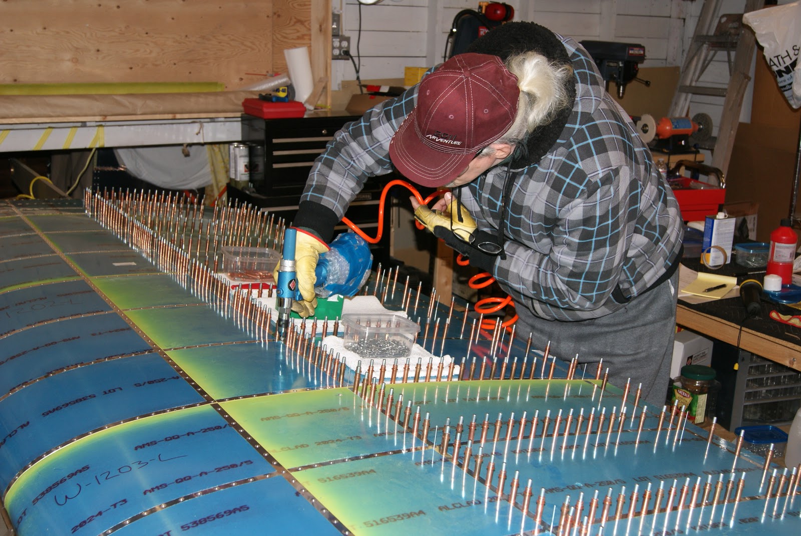 DOG Aviation John's RV-12 Blog: Left Wing Riveting Continues