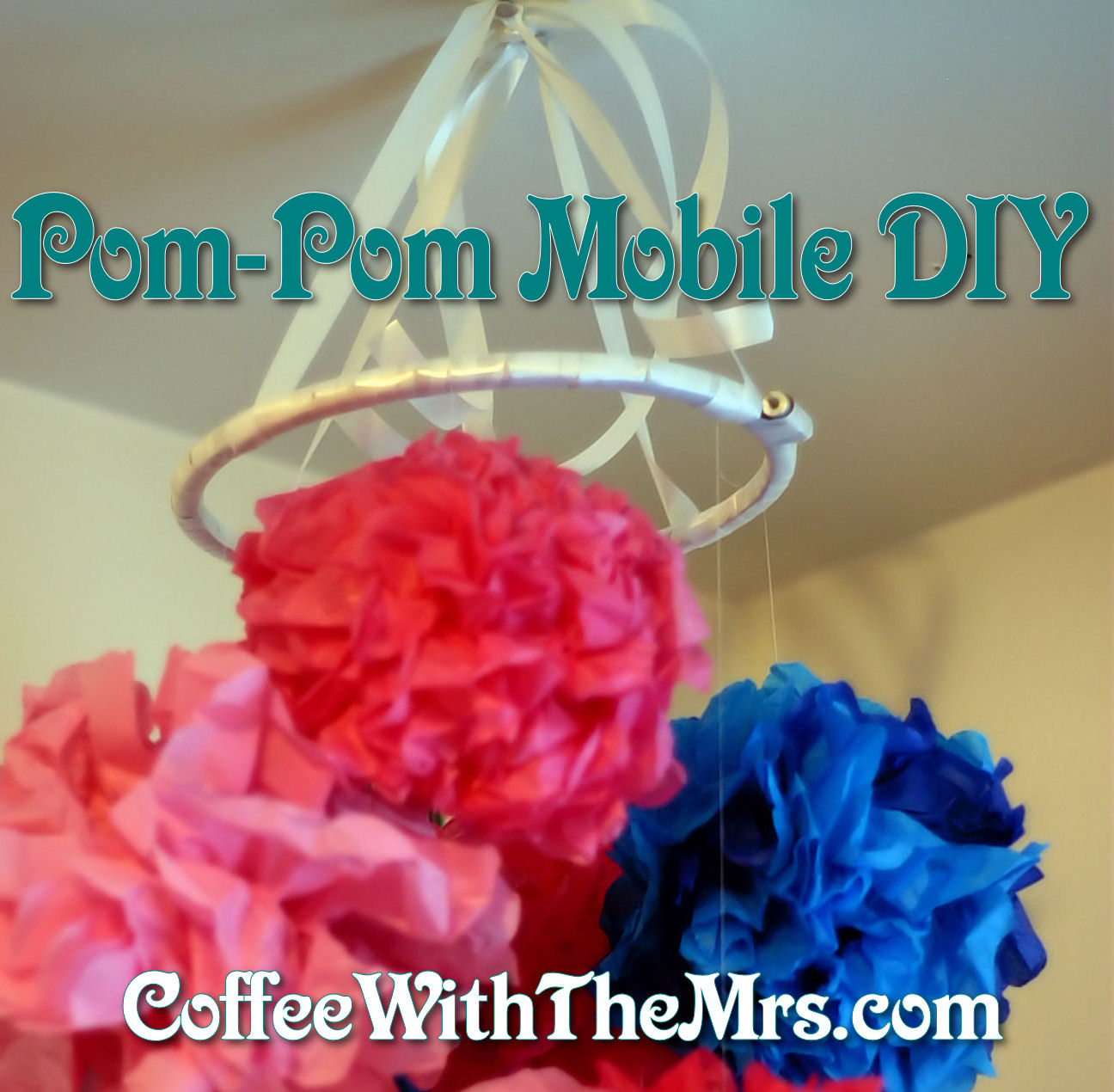 DIY Tissue Paper Pom~Pom Mobile! {tutorial} | Amy Clary