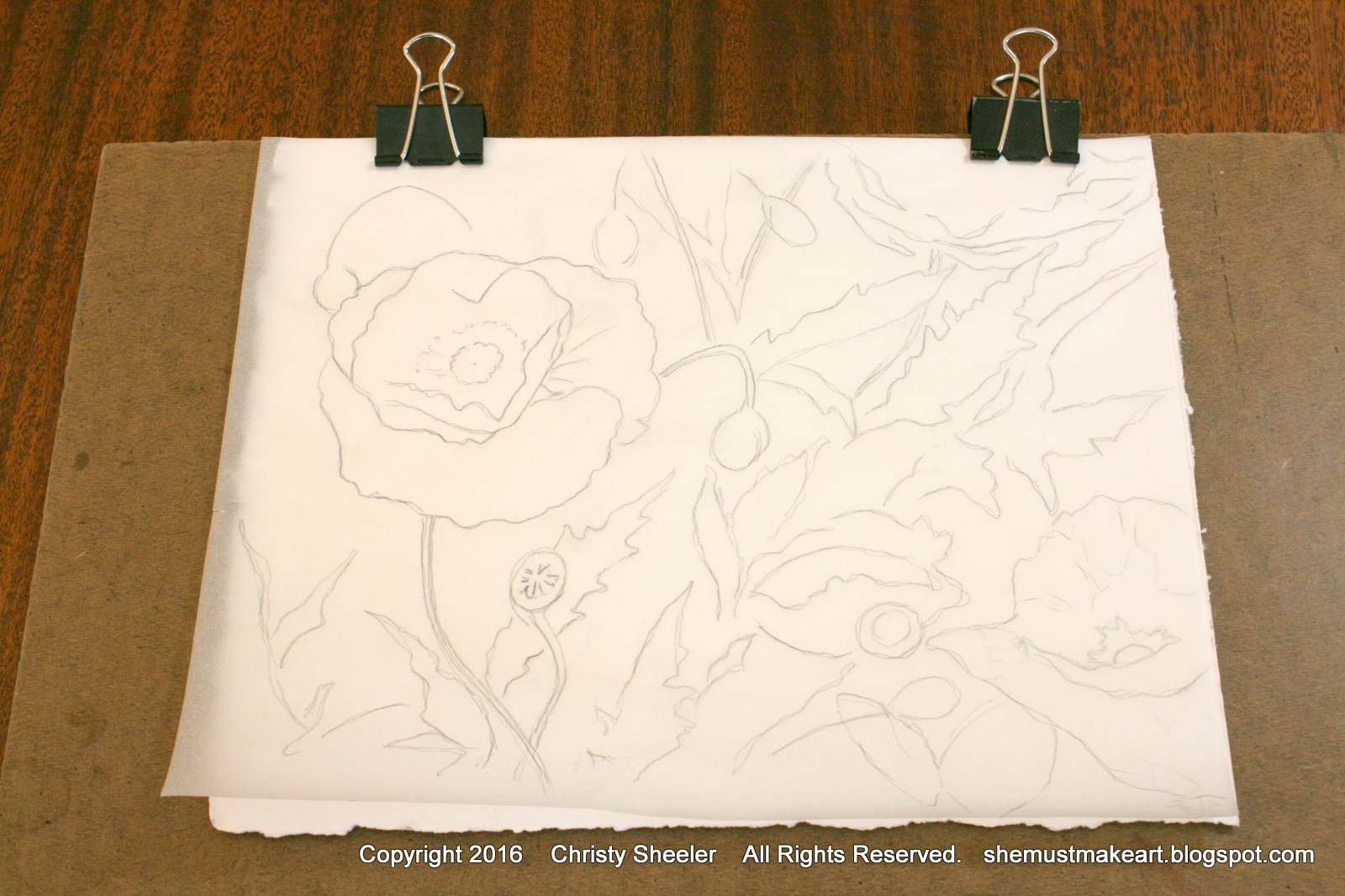 She Must Make Art : Dancing Poppies Watercolor Painting