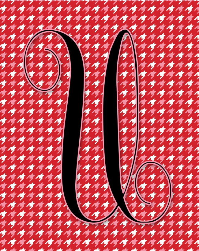 Houndstooth Valentine's Free Printable Monograms | i should be mopping ...