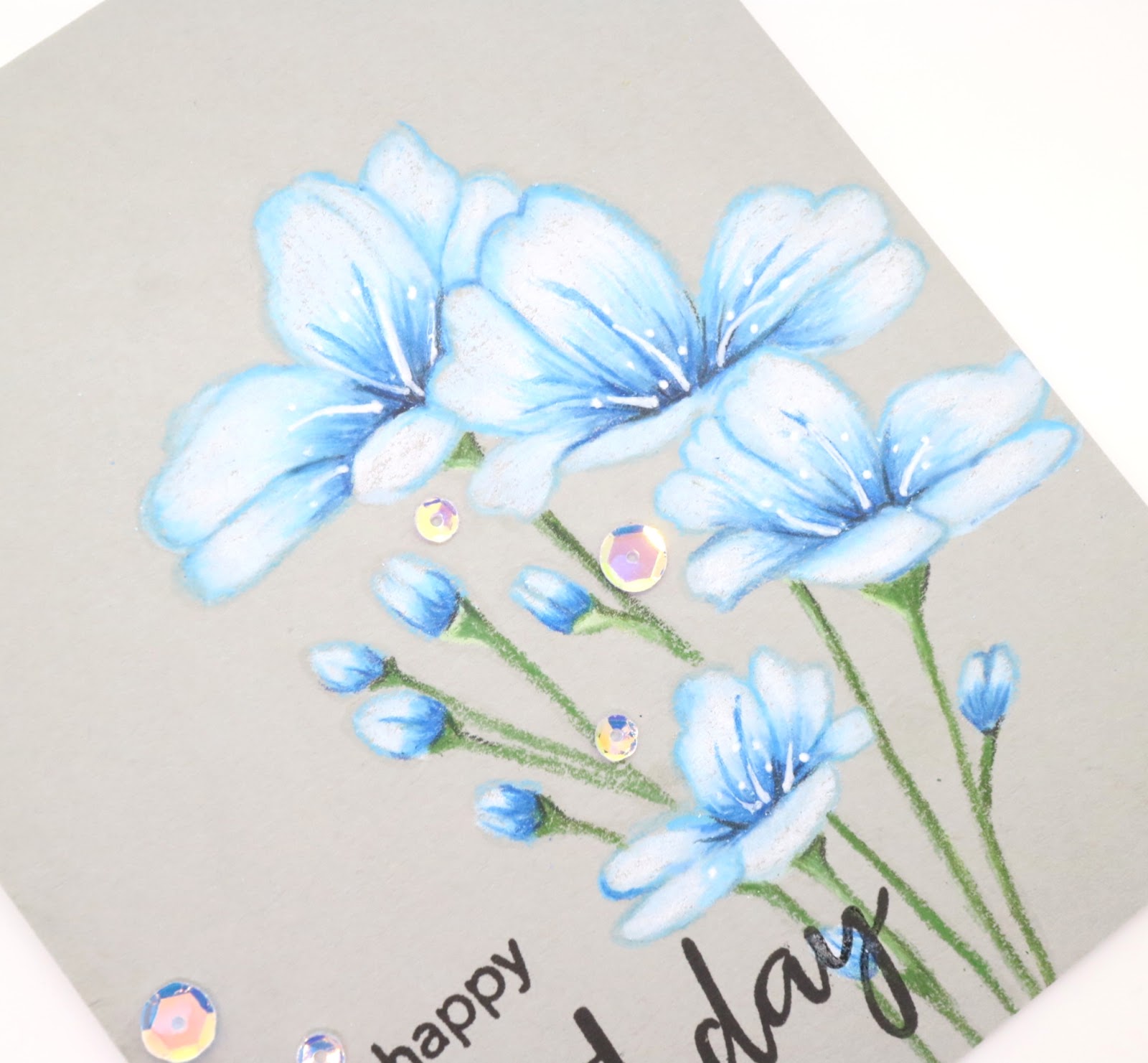 Marge Crafts: One layer card with Pencil coloring on a grey card base