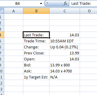 Excel Web Query: How to create Excel Web Query