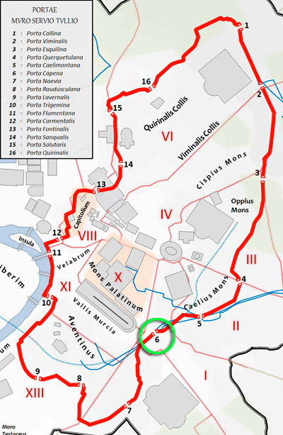 romanoimpero.com: PORTA CAPENA (Porte Serviane)