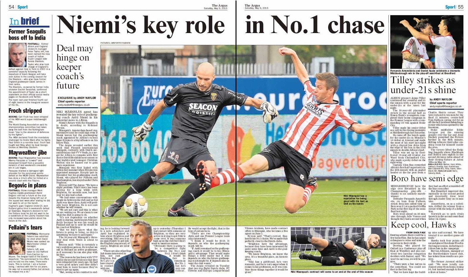 ©JW Sportfotografie: Foto in Engelse krant The Argus