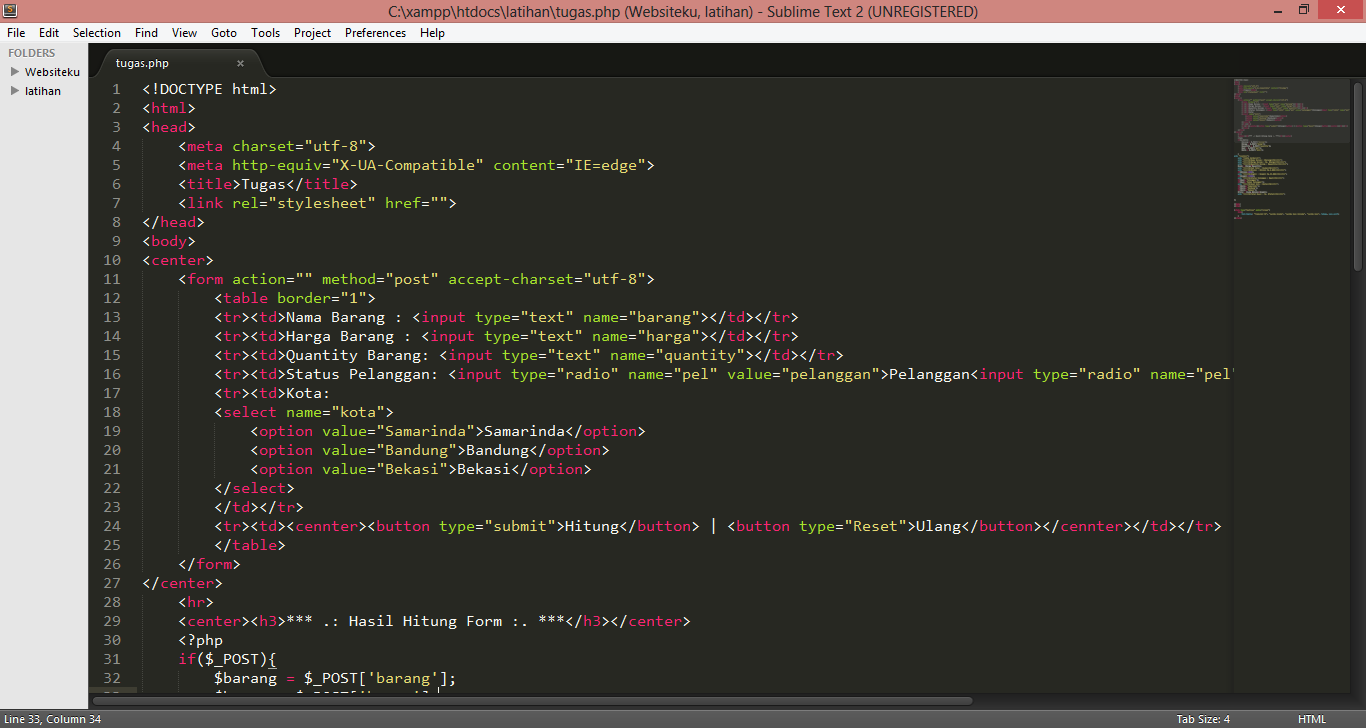 Membuat Form Penjualan dengan Sublime