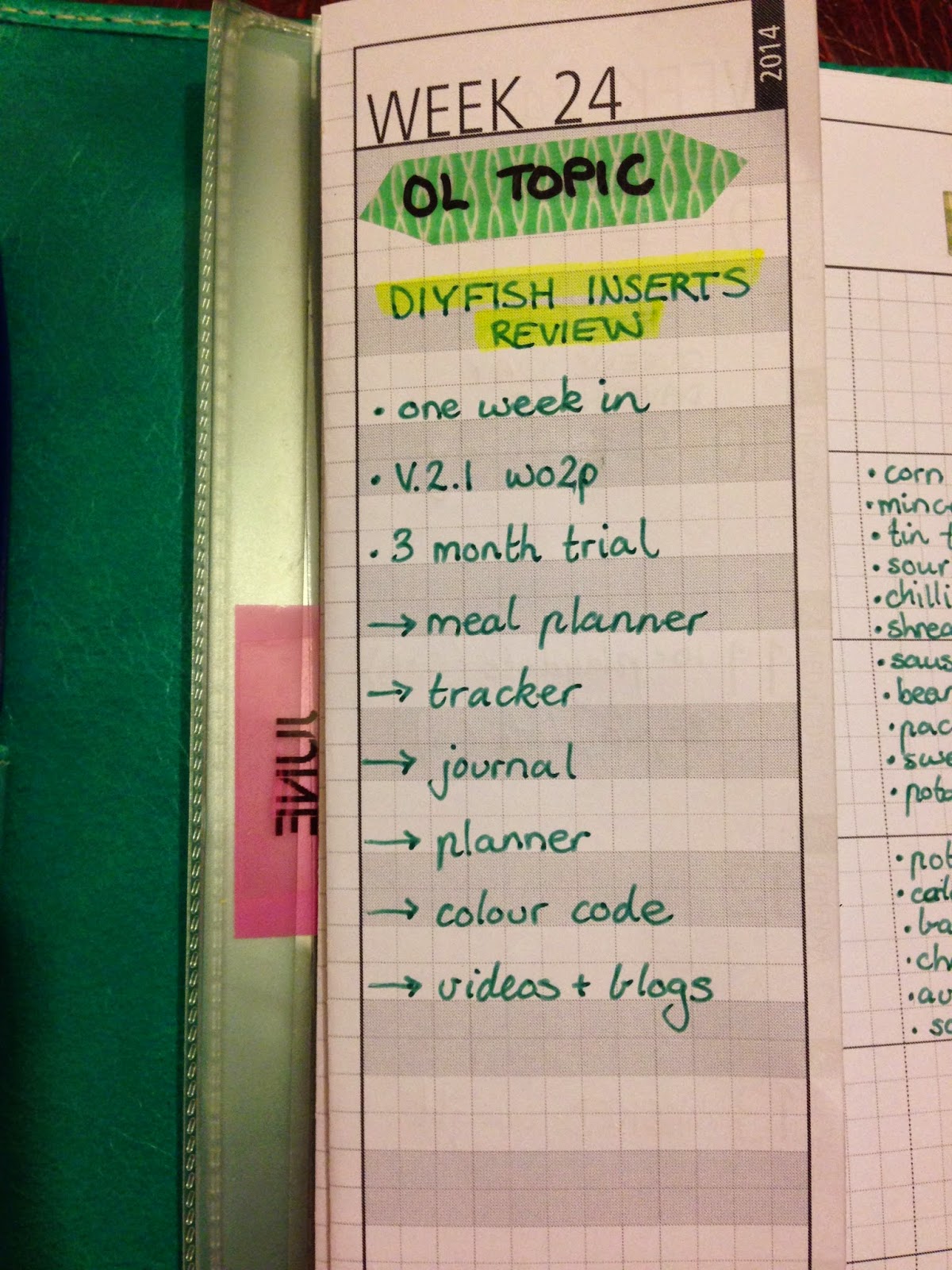 Organised Lifestyle: DIYfish inserts review - A5 WO2P v2.1