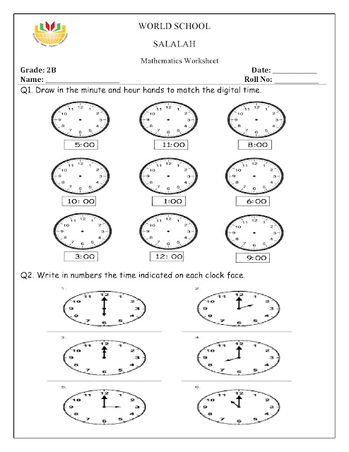 Birla World School Oman: Homework for Grade 2 as on 01/02/2018