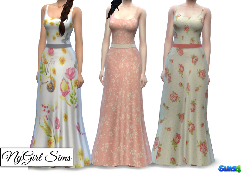 NyGirl Sims 4: Belted Tank Maxi Dress