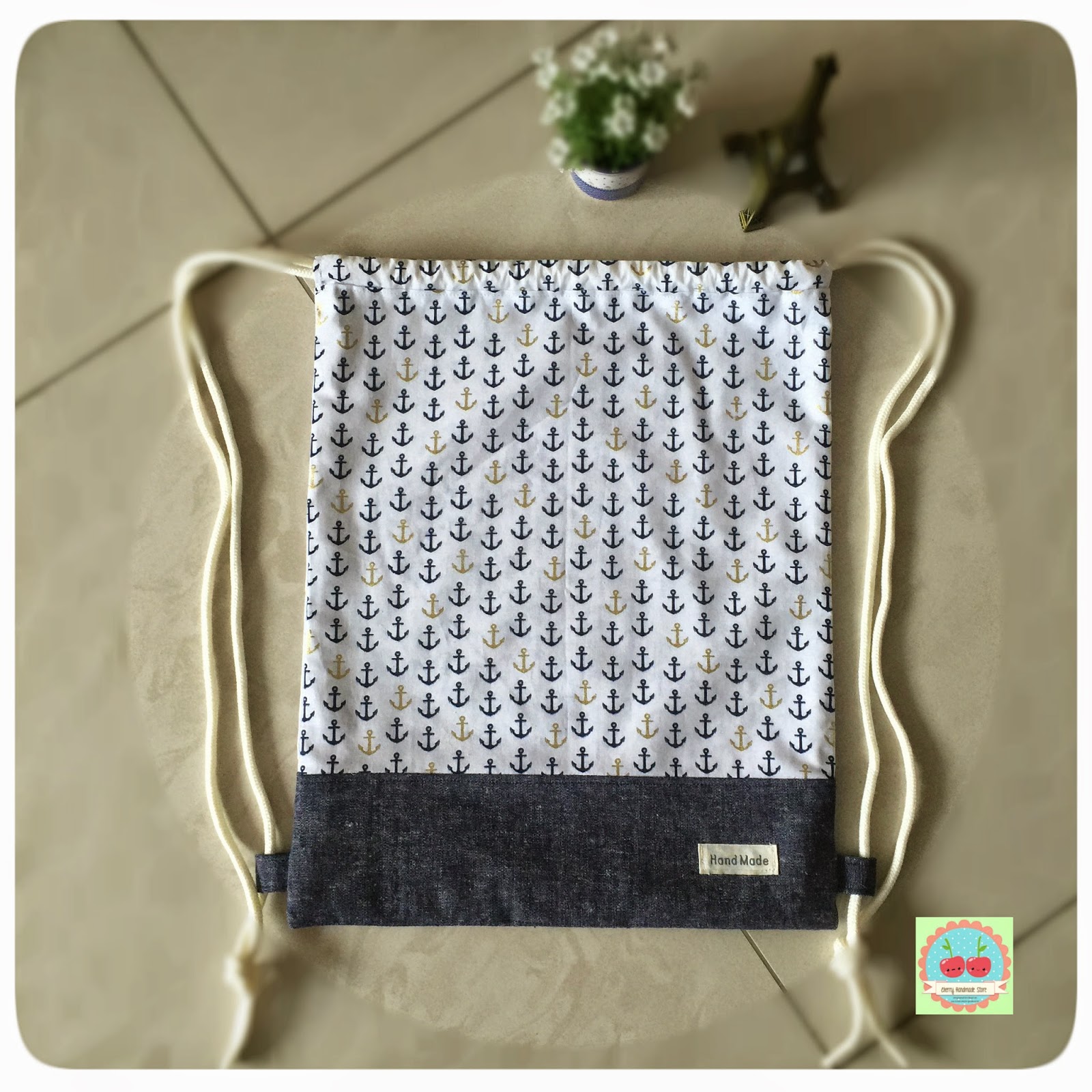 Cherry Handmade Store: Drawstring Bag (~Anchor~)