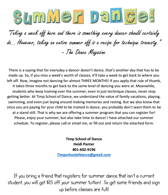 Timp School of Dance: Summer Dance