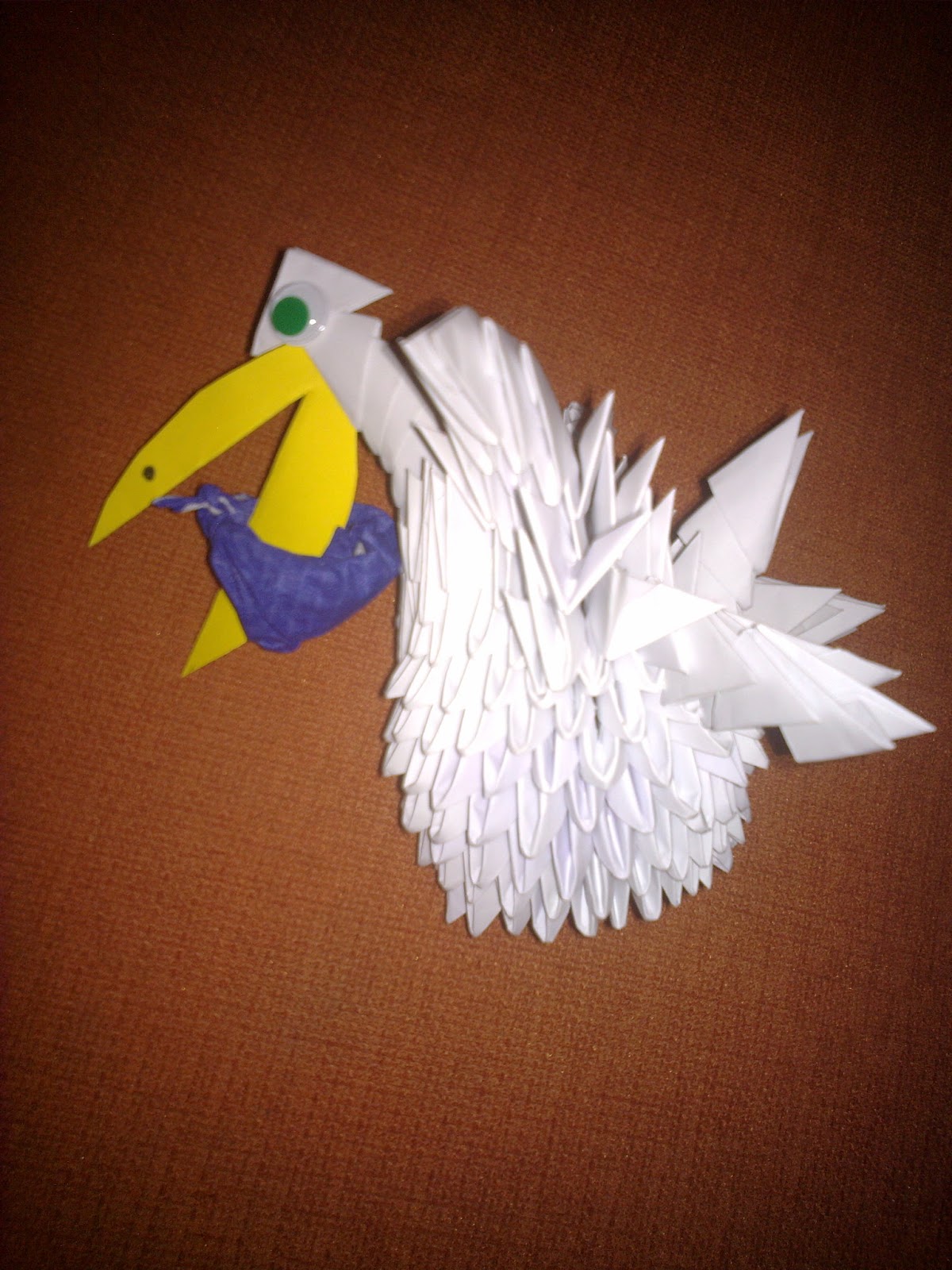 fifirixtras handmade: origami paper stork carring a baby new born ...