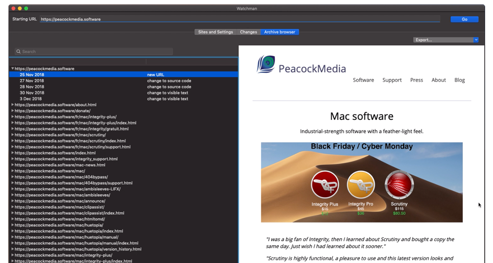PeacockMedia: Website archiving utility, version 2