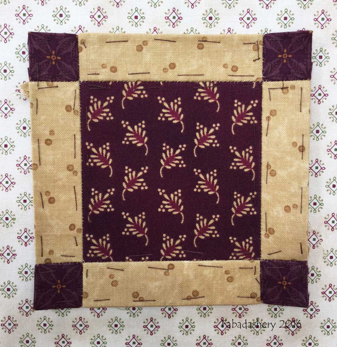 Fabadashery: Dear Jane Quilt - Block B13 Four Corner Press