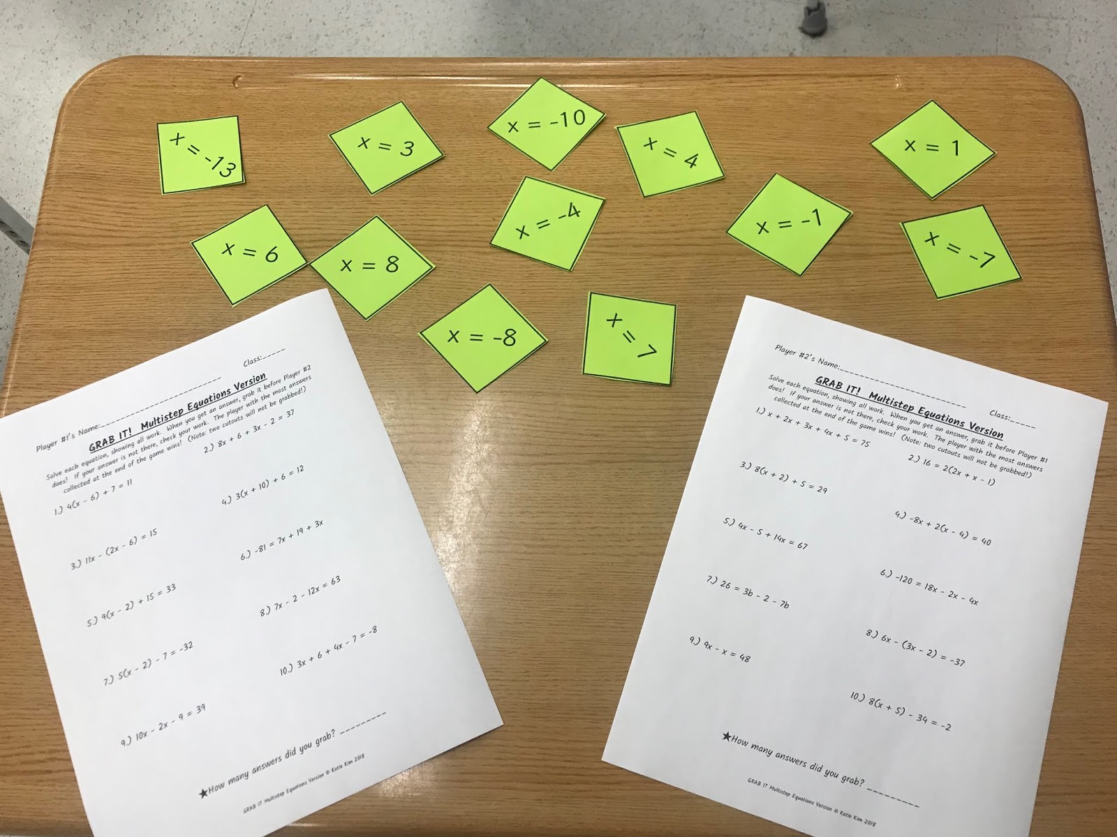 Middle School Math Madness!: GRAB IT! Games