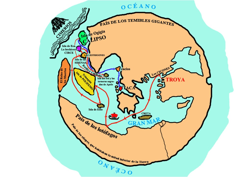 Cultura Clásica: Mapa de la ruta de los viajes de Ulises