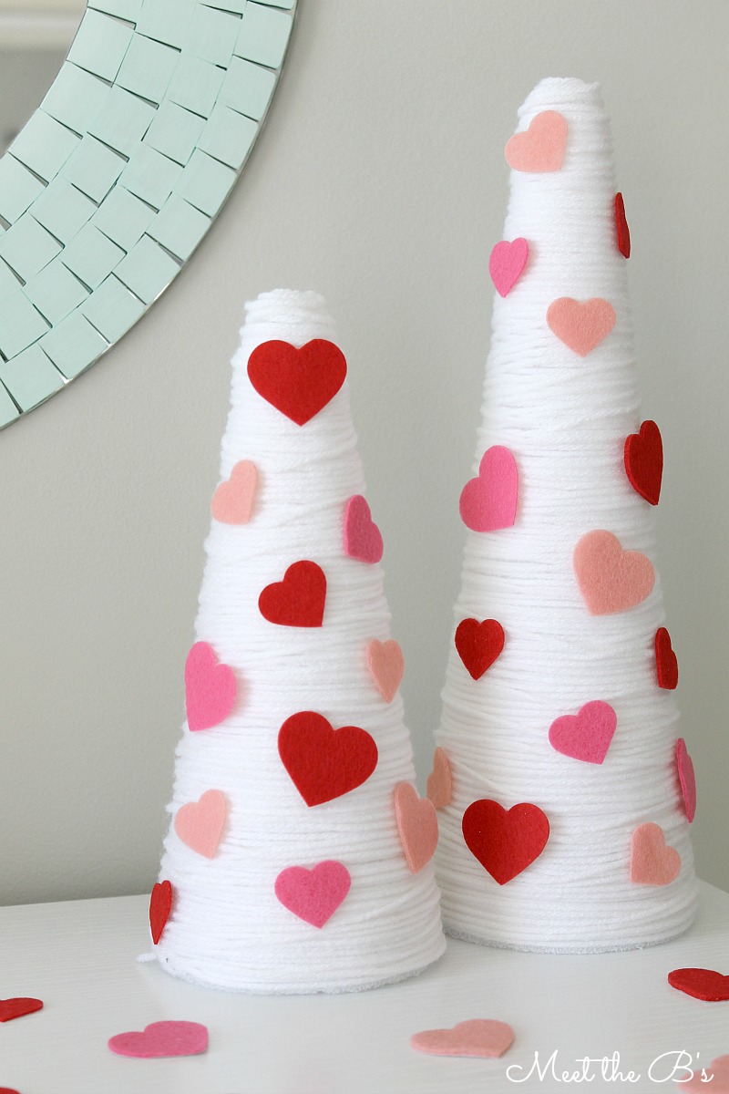 DIY Valentine's Day Yarn Trees | The Inspired Hive