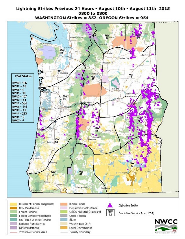 Northwest Interagency Coordination Center: 8/11/2015 Lightning & Large ...