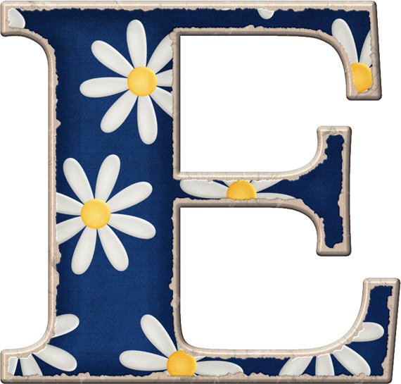 Abecedario Azul con Margaritas Blancas. Blue Alphabet with White ...