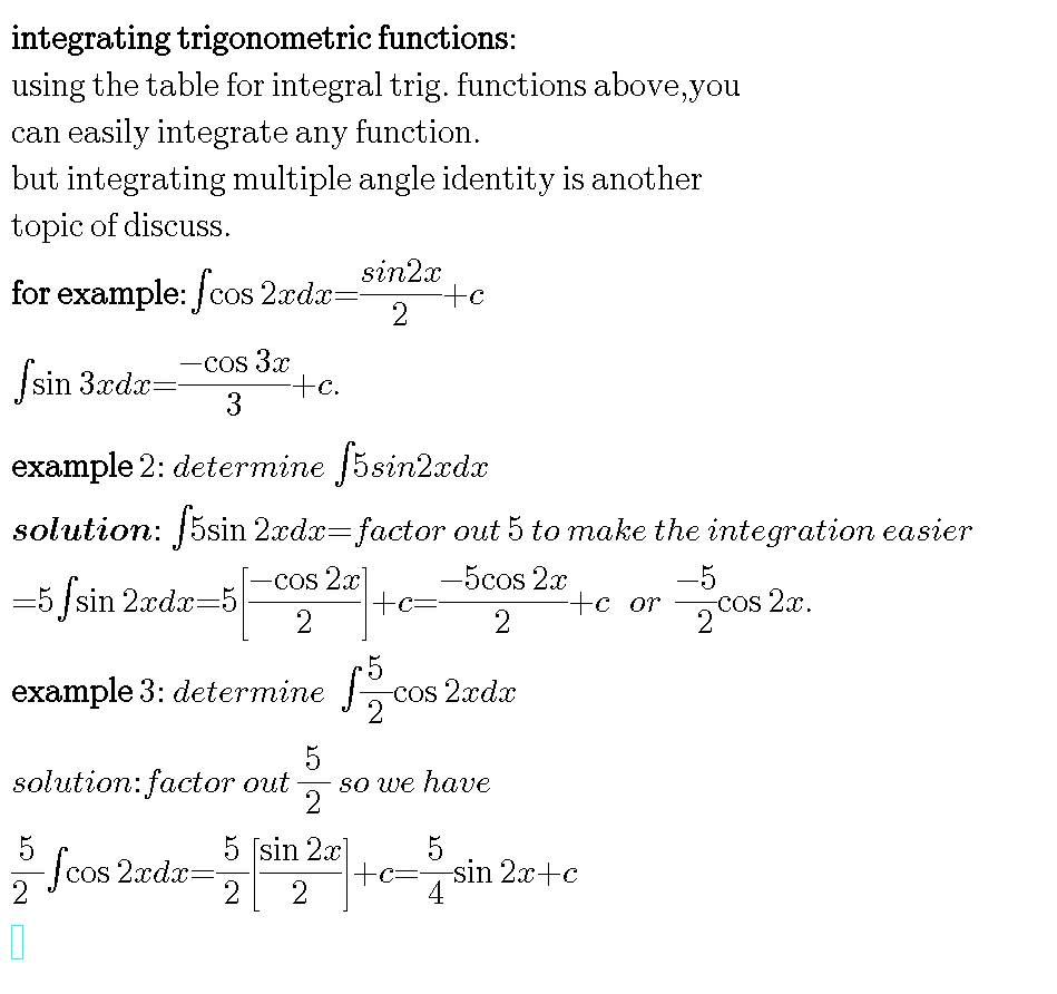 Calculus Integrating Trigonometric Functions