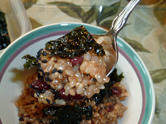 LEMON CHIFFON CAKE: Sweet Brown Rice with Adzuki Beans