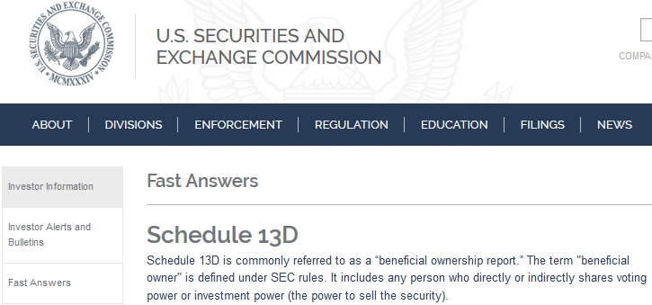 스케쥴 써틴 디 뜻 Schedule 13D 수익권(자) 신고서 - 5%이상의 주식 취득 신고서