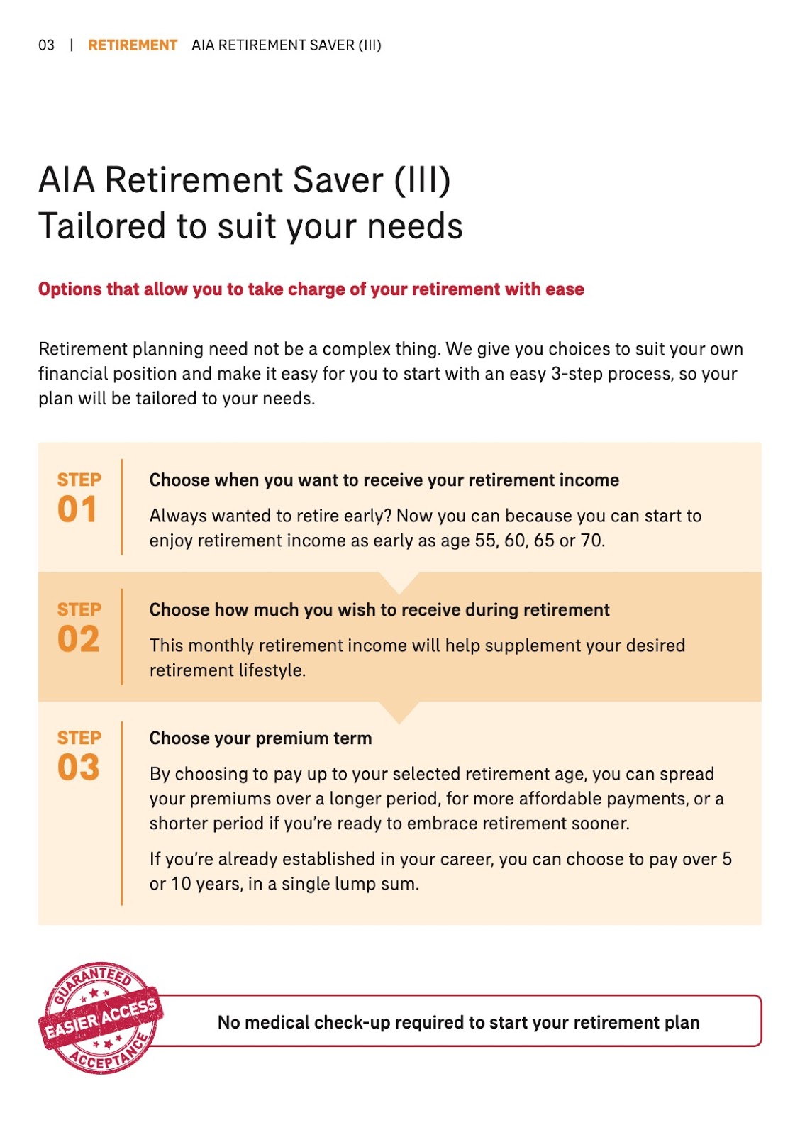 Insurance Brochure: AIA RETIREMENT SAVER (III)