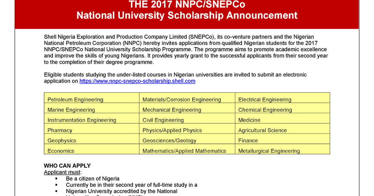 Information e-solutions resource blog: NNPC/SNEPCO 2017 NATIONAL ...