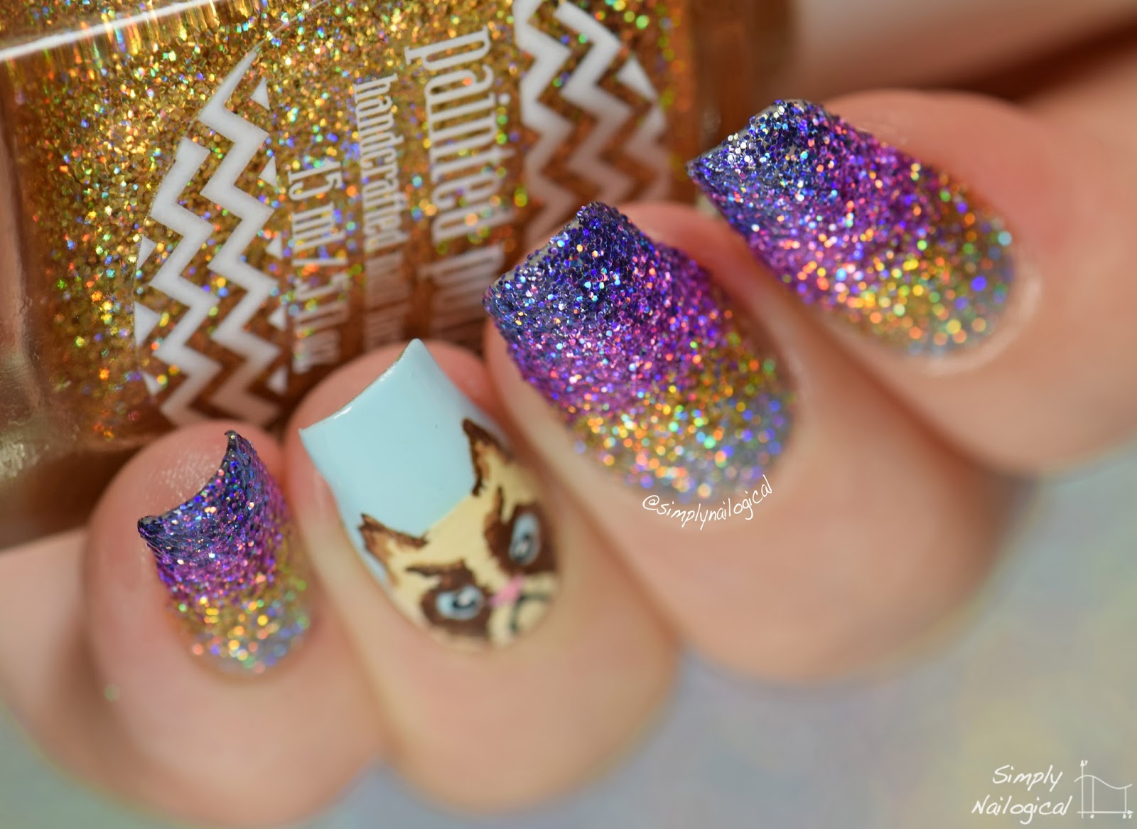Simply Nailogical: Grumpy cat not a fan of holo glitter