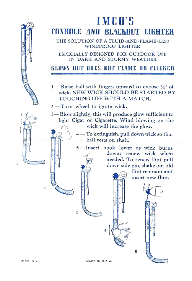 Table lighters collectors' guide: FAQ: IMCO Foxhole & Blackout Lighter ...