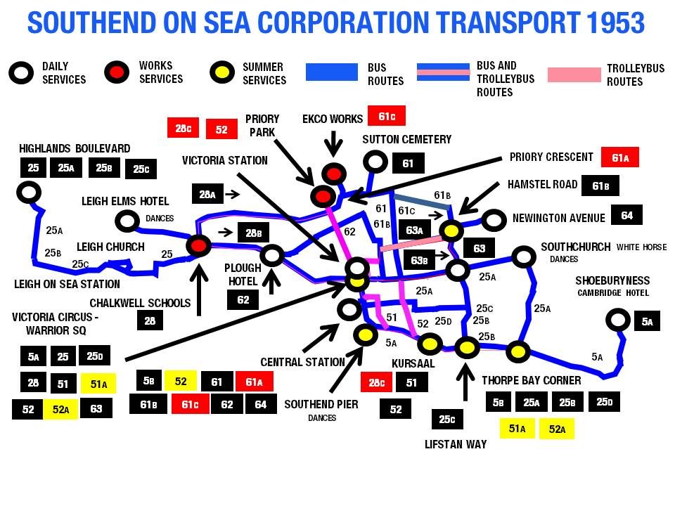 Old Bus Services Route Maps: SOUTHEND ON SEA ESSEX UK CORPORATION BUS ...