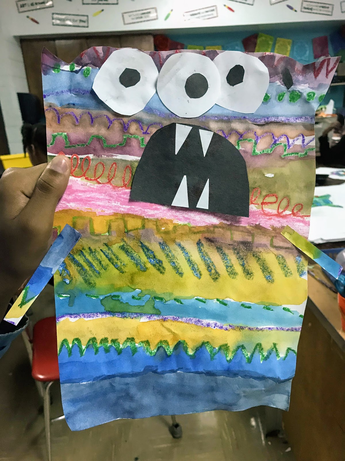 Elements of the Art Room: Kindergarten Line Painting Monsters