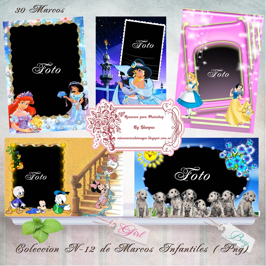 Recursos Photoshop Llanpac: Coleccion Nº 12 de marcos infantiles para ...