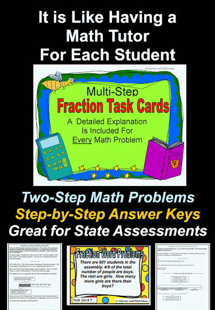 Literacy & Math Ideas: Two-Step Fractions Practice (With Detailed Step ...