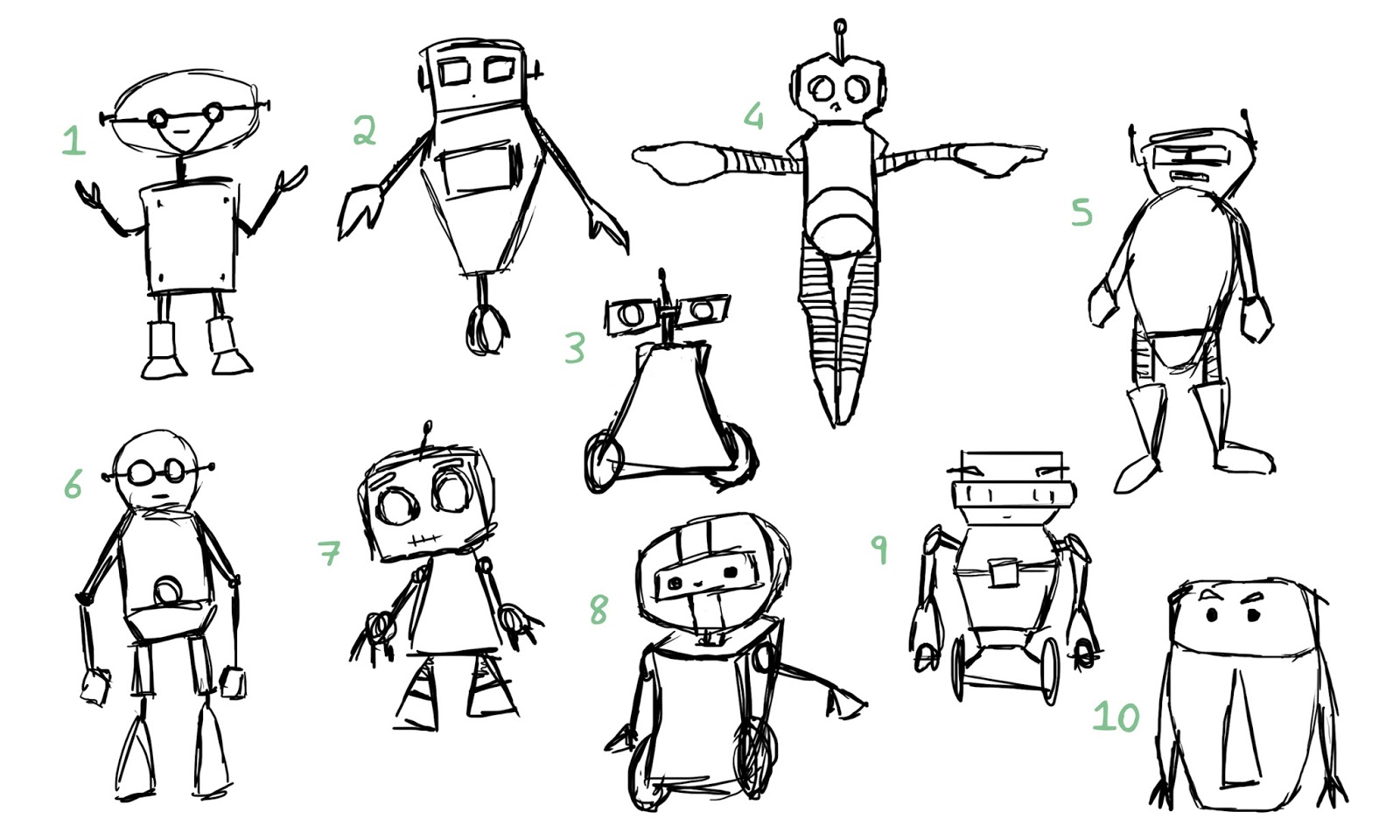 Narrative: Initial robot thumbnails ~ Kayliegh Anderson