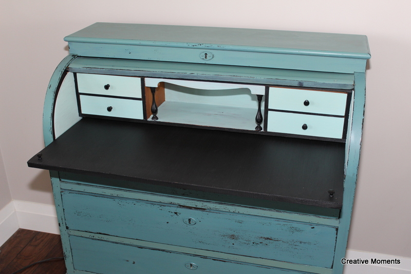 Milk Painted Antique Roll Top Desk