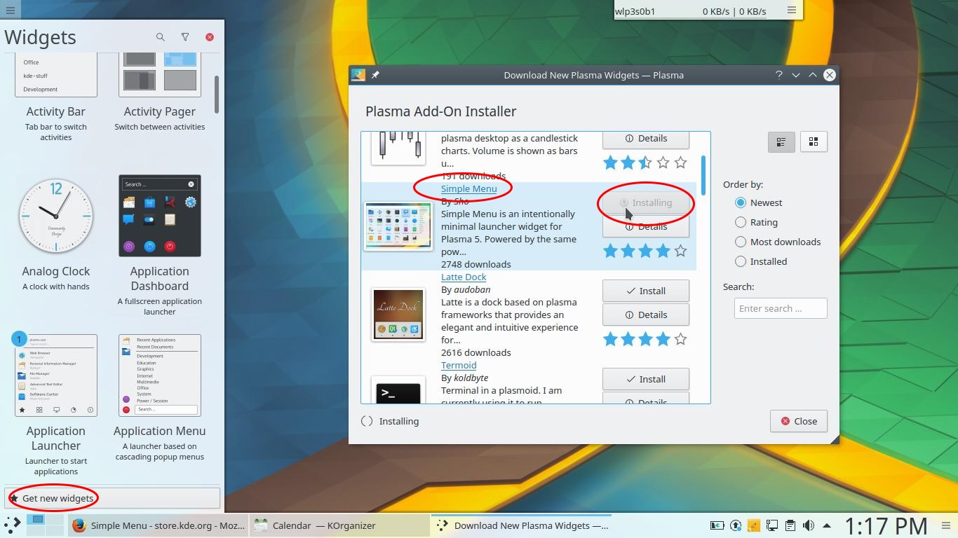 Simple Menu Launcher for KDE Plasma 5.9