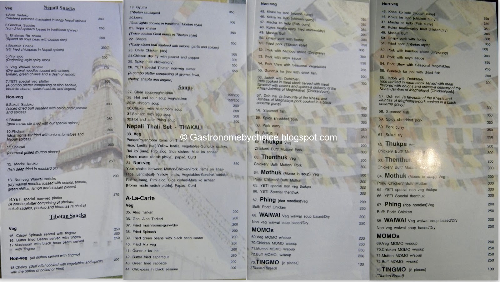 Yeti - Restaurant Review ~ Gastronome By Choice