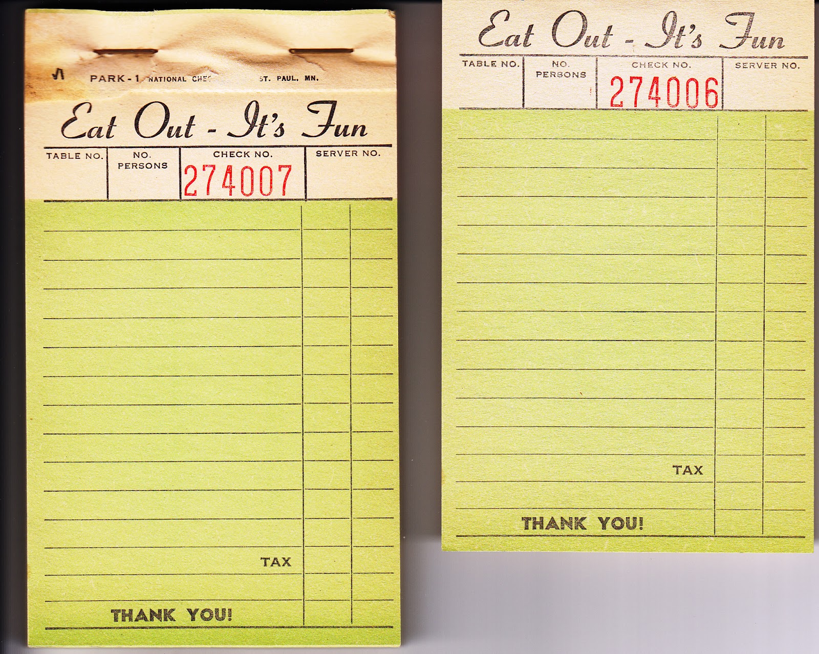 That Took Forever: Vintage Diner Tabs/Checks