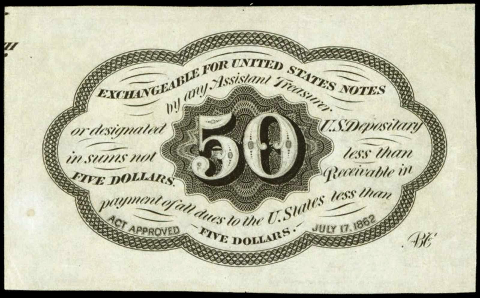 US Postage Currency Paper Money 50 Cents First Issue 1862|World ...