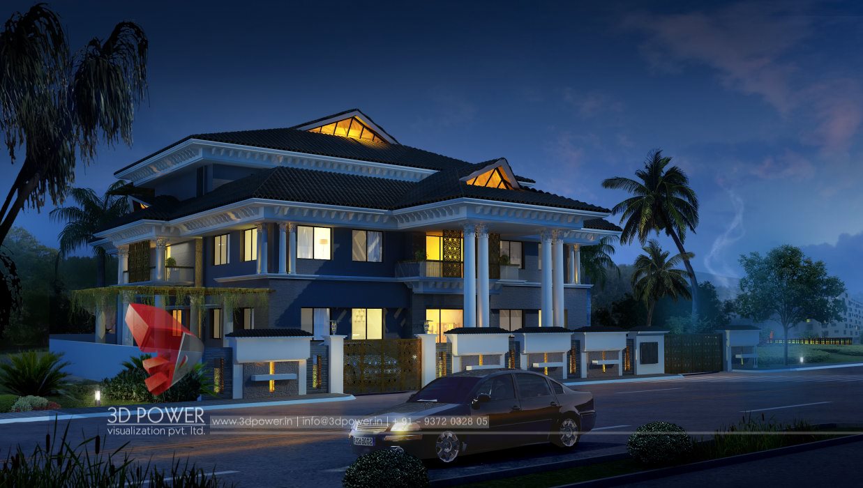 3D Exterior Villas Night View
