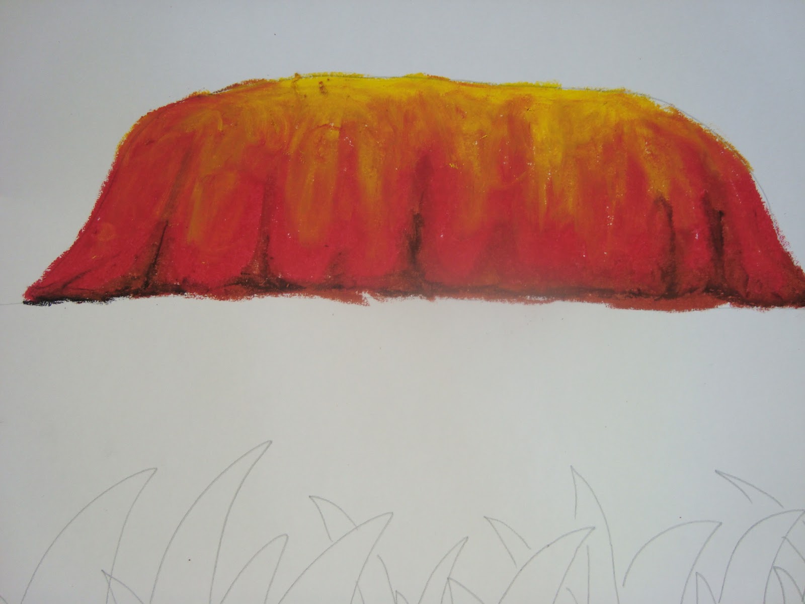 Once upon an Art Room: Uluru in Oil Pastel and Ink